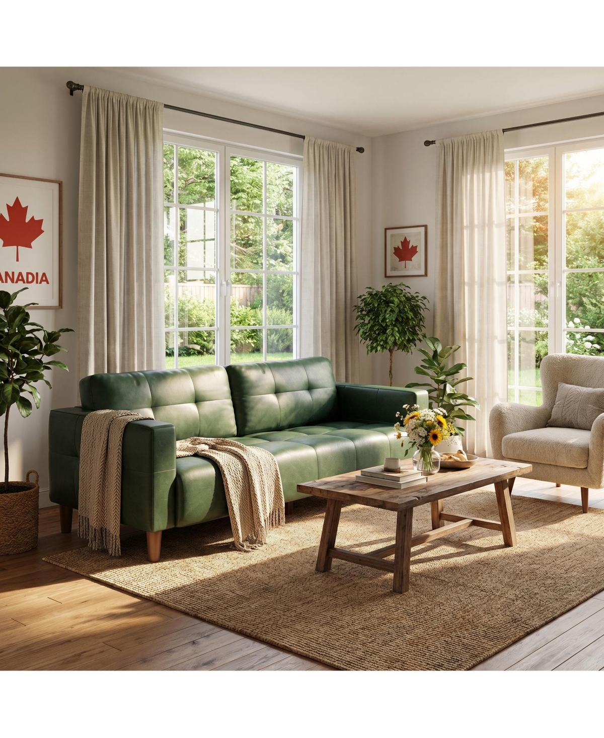 Click here for homfan Sophisticated Faux Leather Sofa with High-D... prices