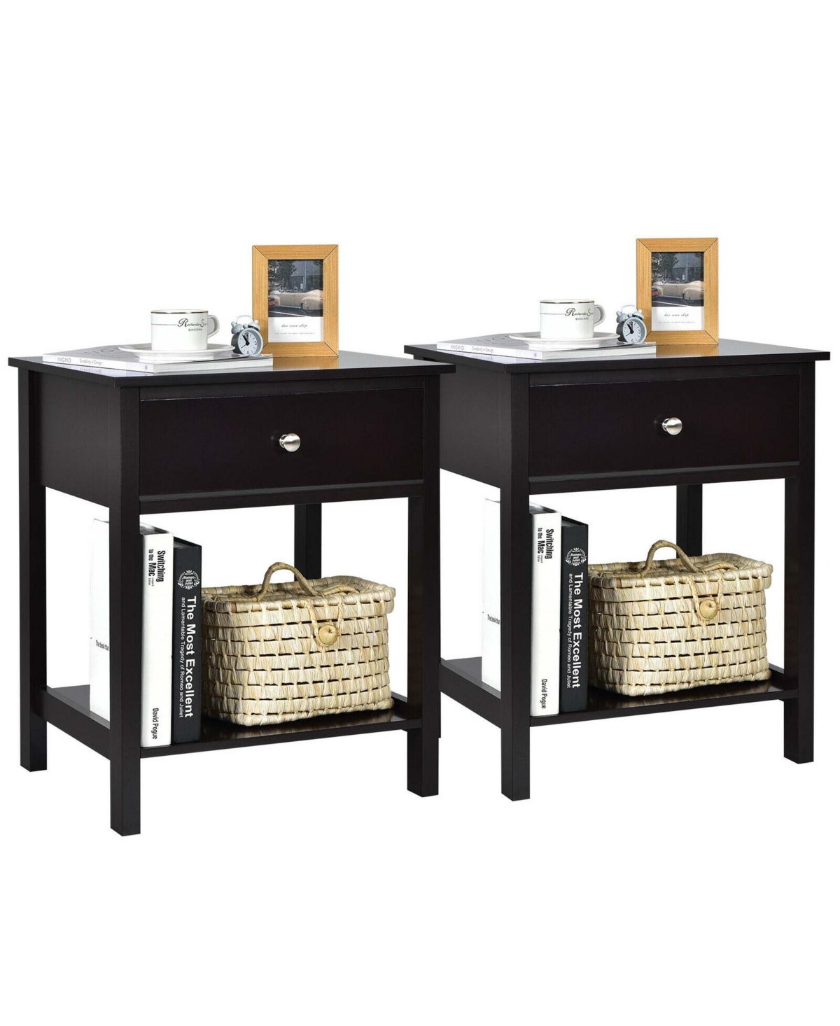 Click here for Gymax 2PCS 2-Tier Nightstand Modern Side End Table... prices