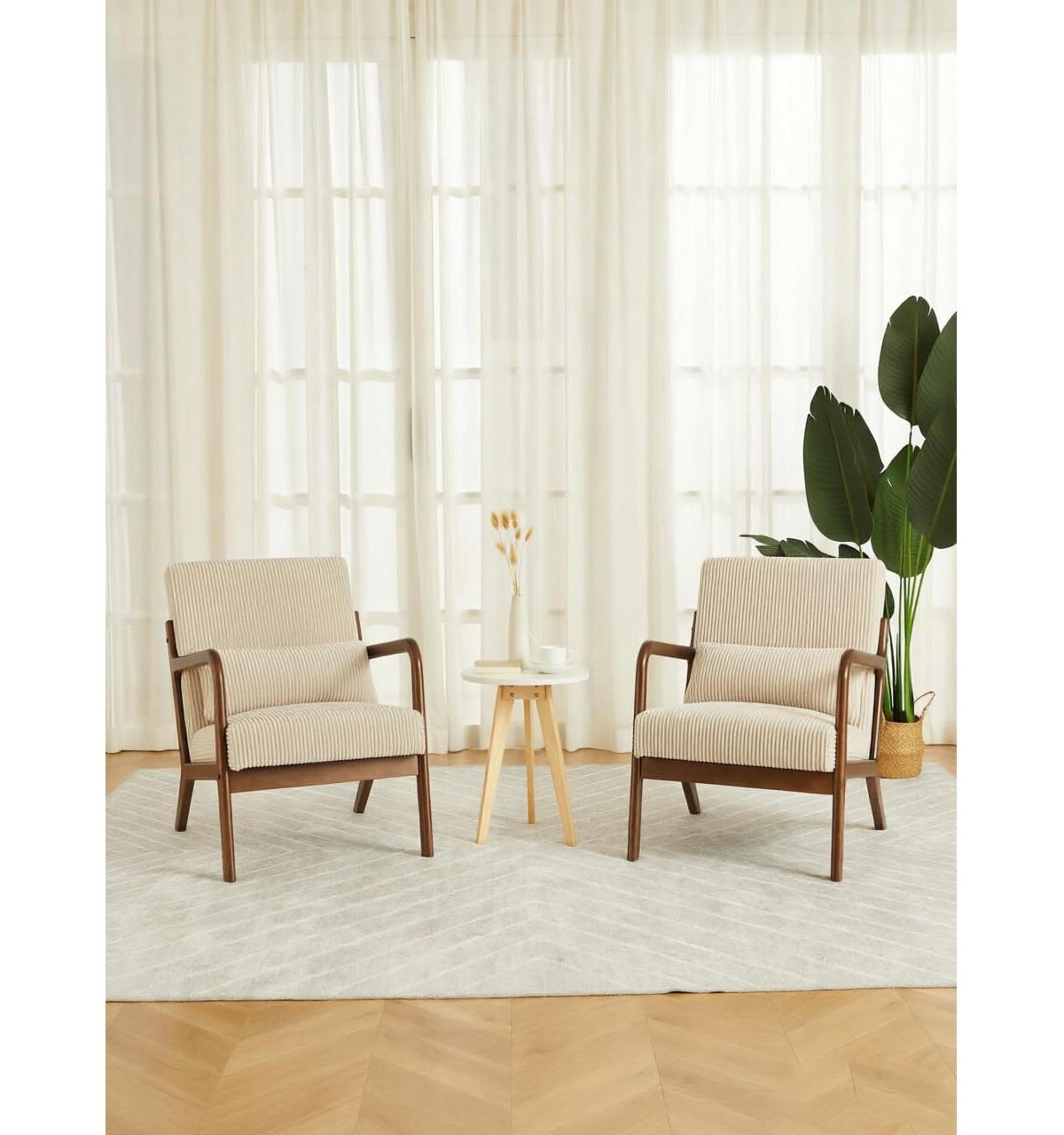 Click here for gaomon Two-piece Wide Stripe Corduroy Accent Chair... prices