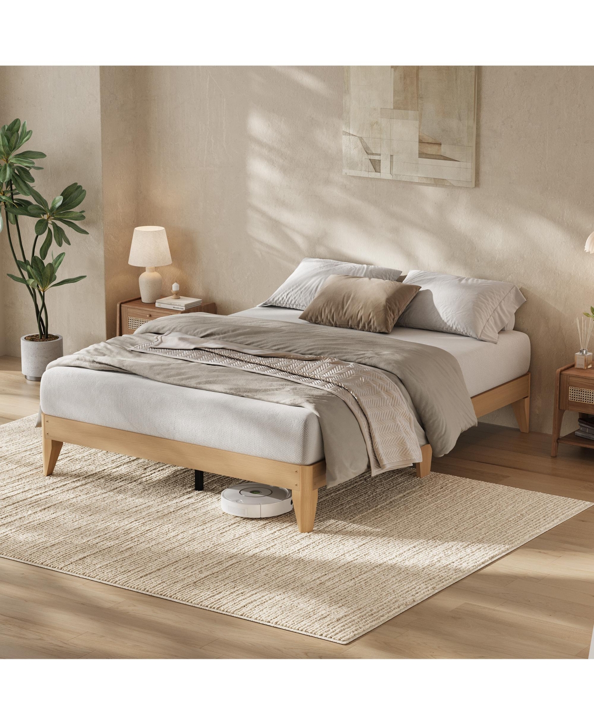 Click here for homfan Wood Platform Bed - Noise-Free Design with... prices