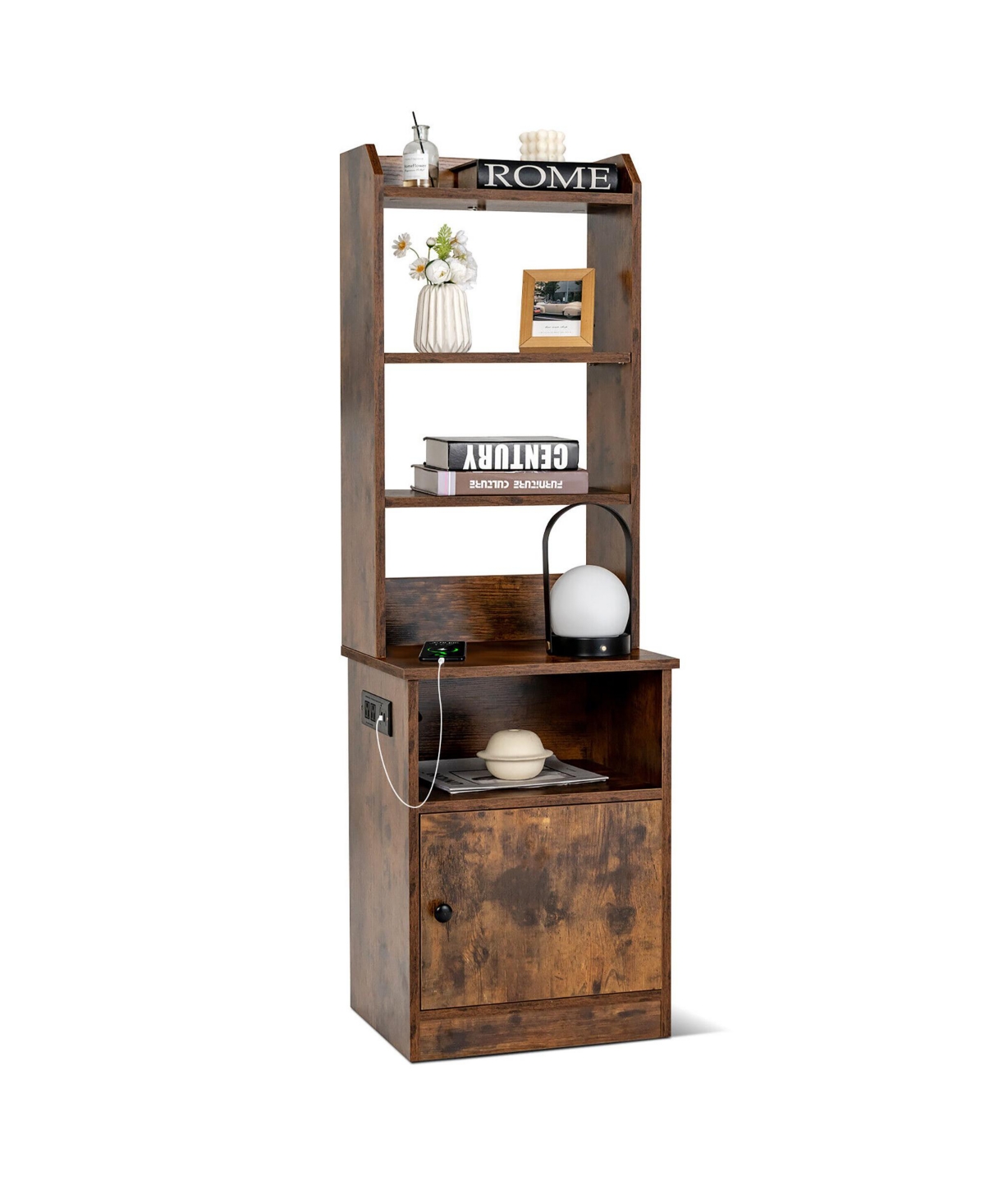 Click here for Gymax Nightstand Bedside End Side Table Bookshelf... prices