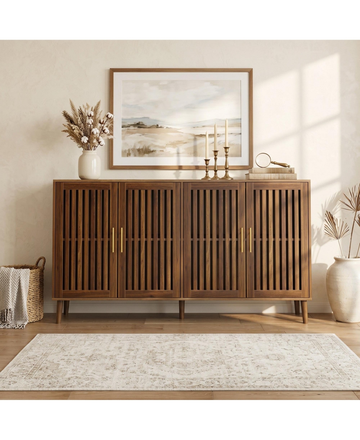 Click here for Sailvan 63 Walnut Sideboard Buffet Cabinet  Grille... prices