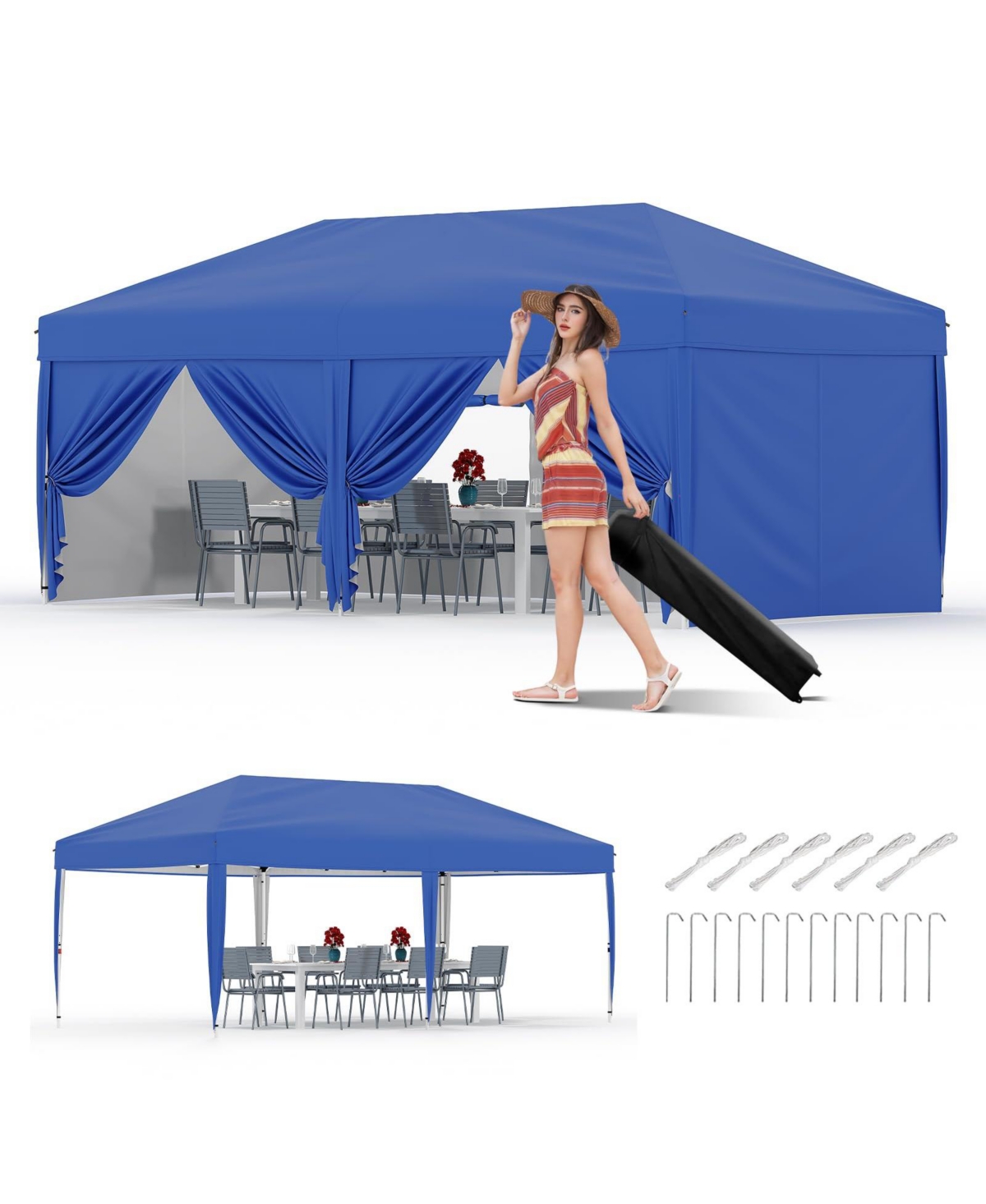 Click here for homfan 20x10 Pop Up Canopy Tent With 6 Removable S... prices