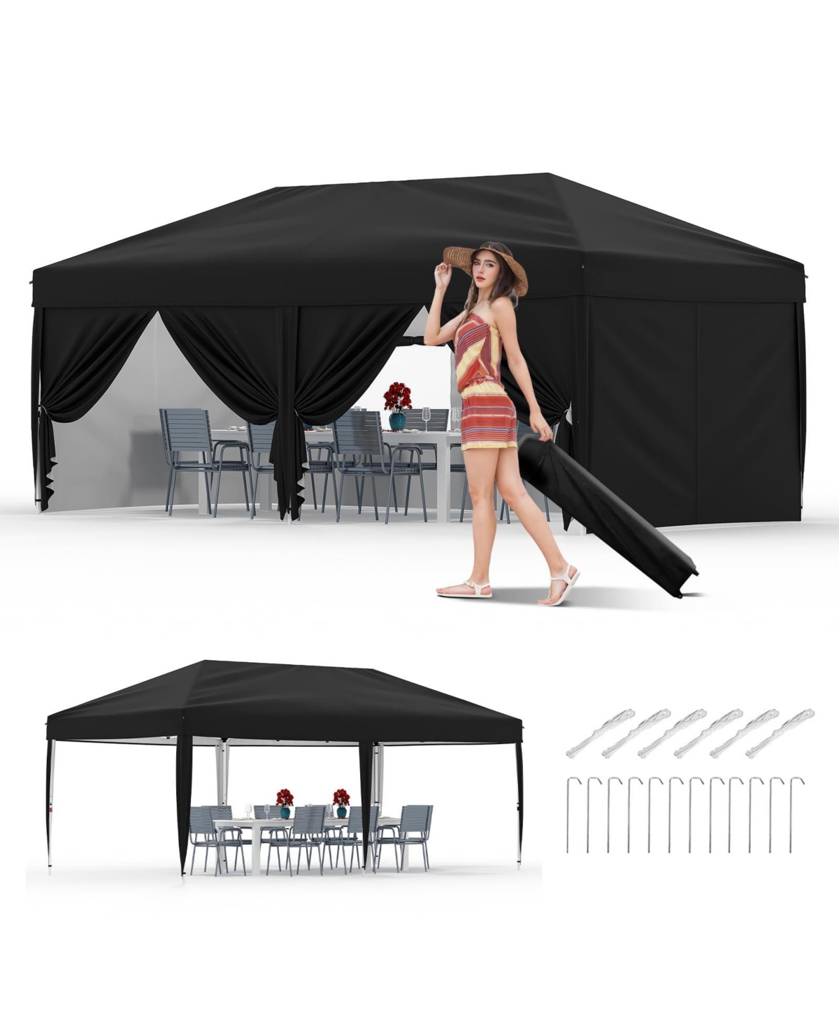 Click here for homfan 20x10 Pop Up Canopy Tent With 6 Removable S... prices
