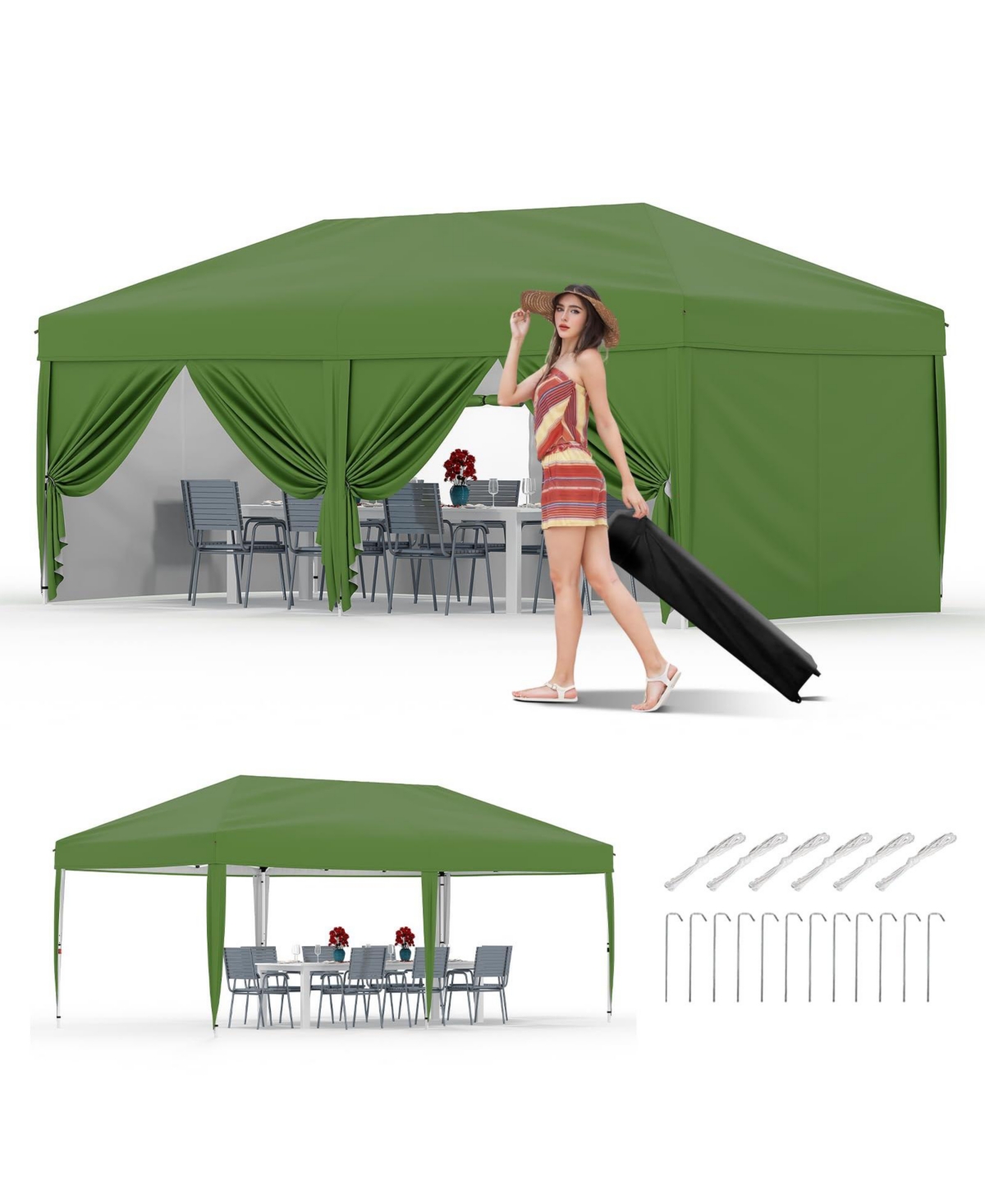 Click here for homfan 20x10 Pop Up Canopy Tent With 6 Removable S... prices