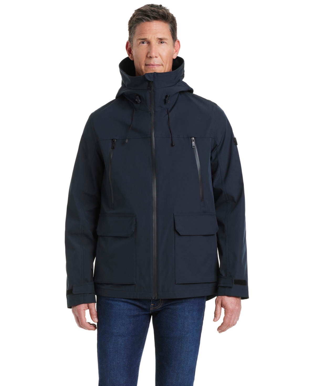 Click here for Vince Camuto Mens Short Rain Parka Jacket - Navy prices