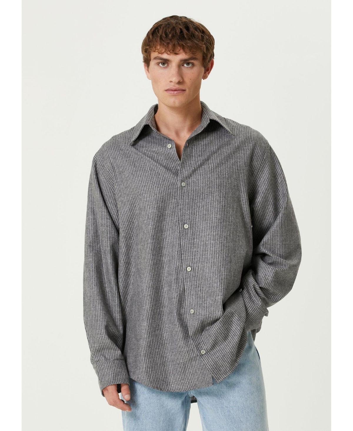 Click here for Pcfg Mens Wool-Cashmere Blend Striped Long-Sleeve... prices