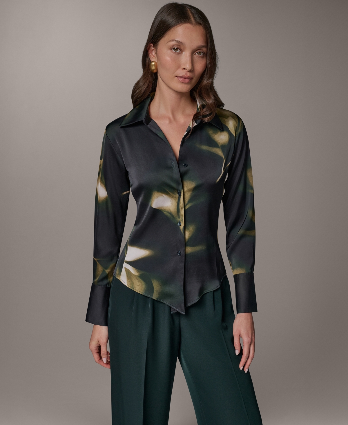 Click here for Donna Karan New York Petite Collared Button-Front... prices