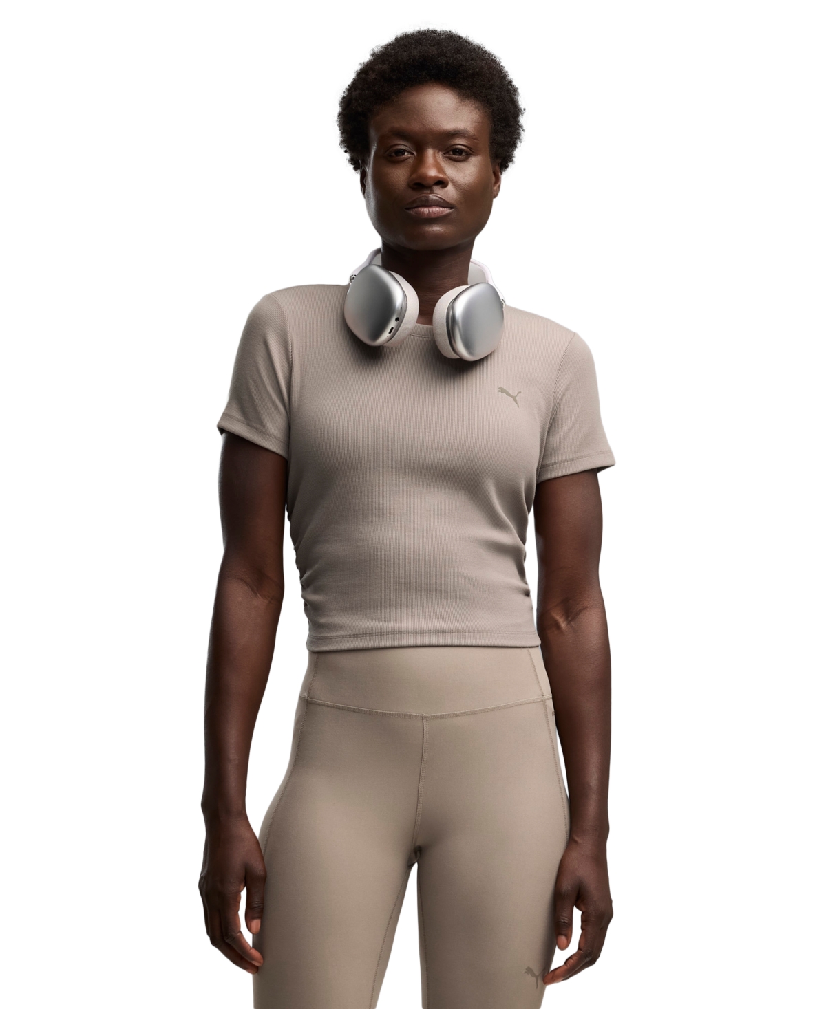 Click here for Puma Womens Tight-Fit Rib T-Shirt - Mouse Gray prices