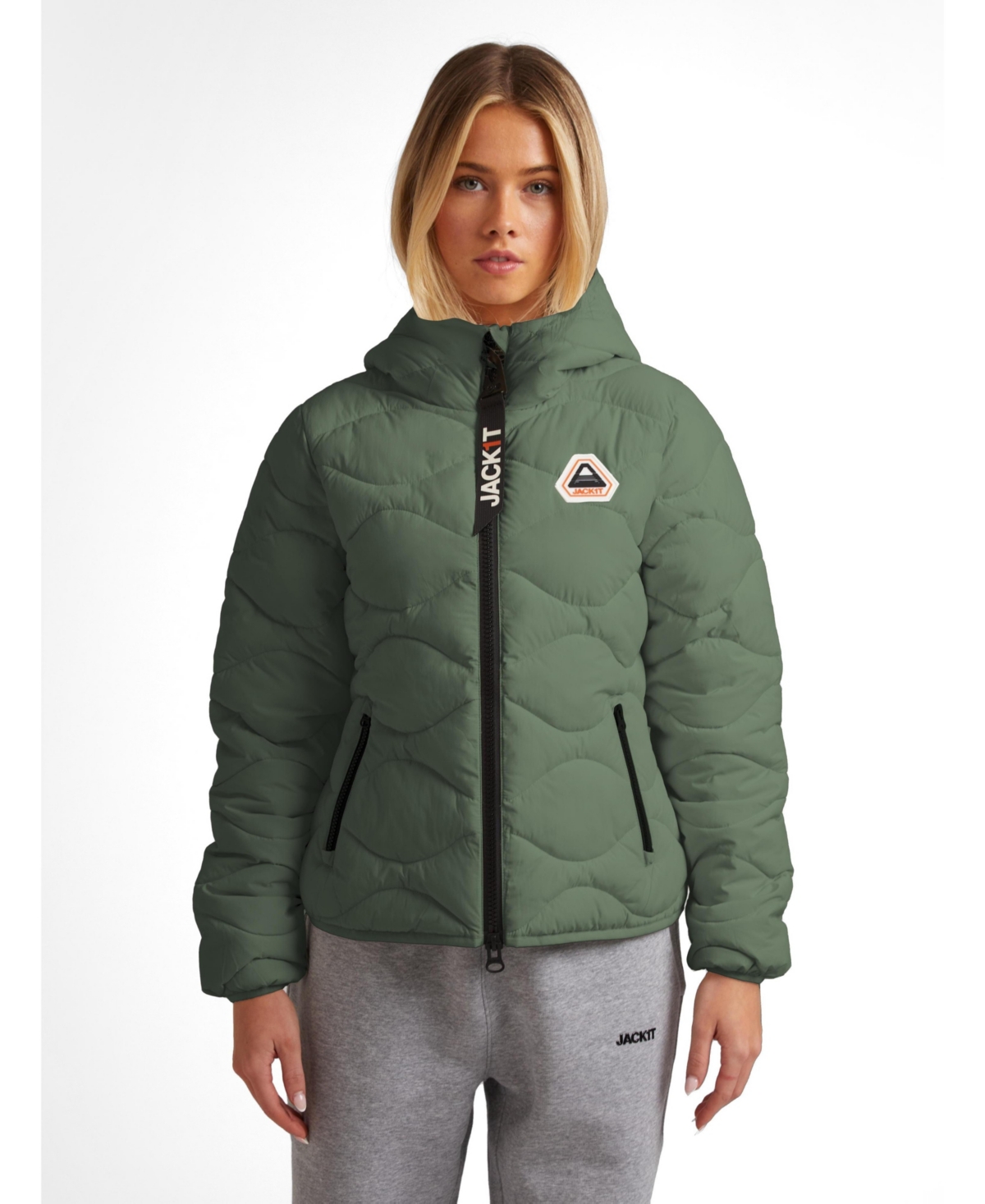 Click here for JACK1T Womens Orb1T Hooded Jacket - Muted olive prices