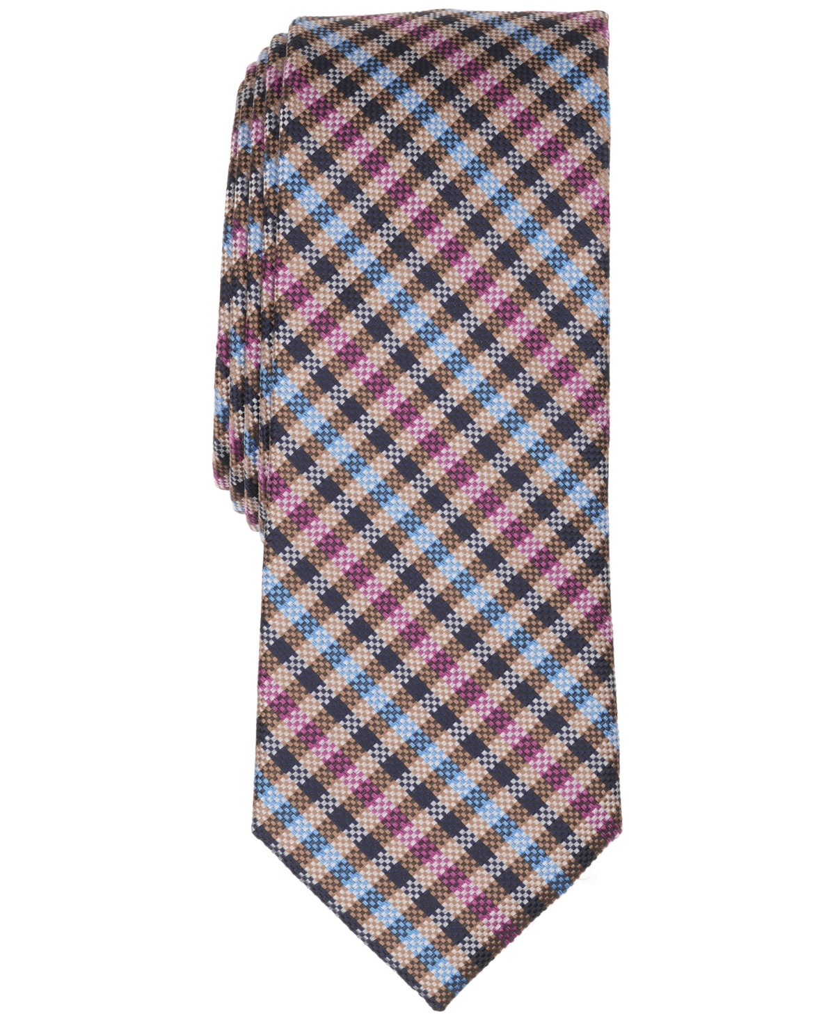 Click here for Bar Iii Mens Regatta Grid Pattern Tie - Taupe prices