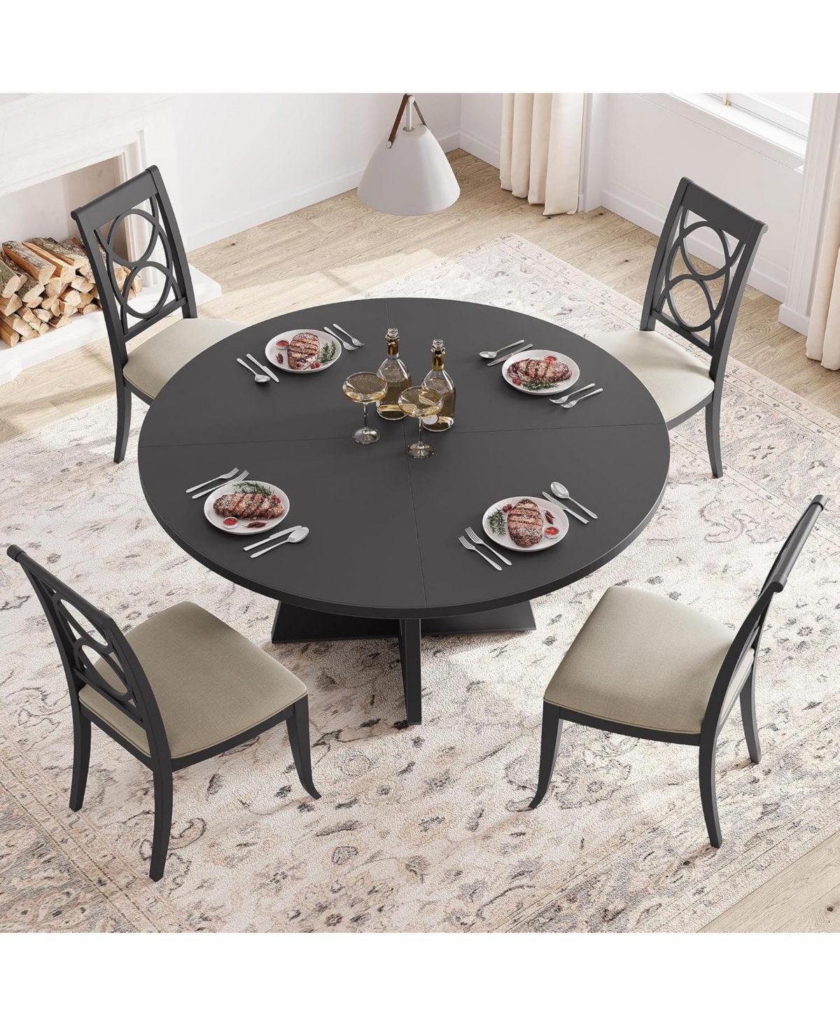 Click here for homfan 47 Inch Round Dining Table for 4-6 People -... prices