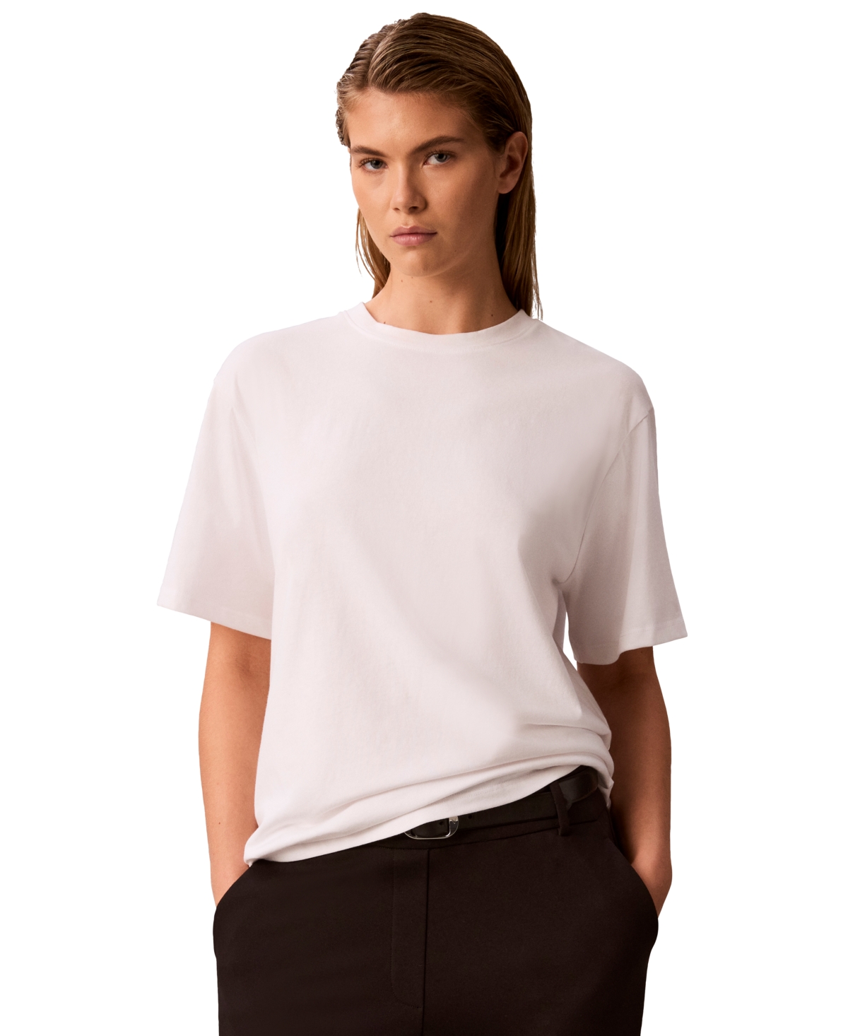 Click here for Calvin Klein Petite Interlock Crewneck Boyfriend T... prices