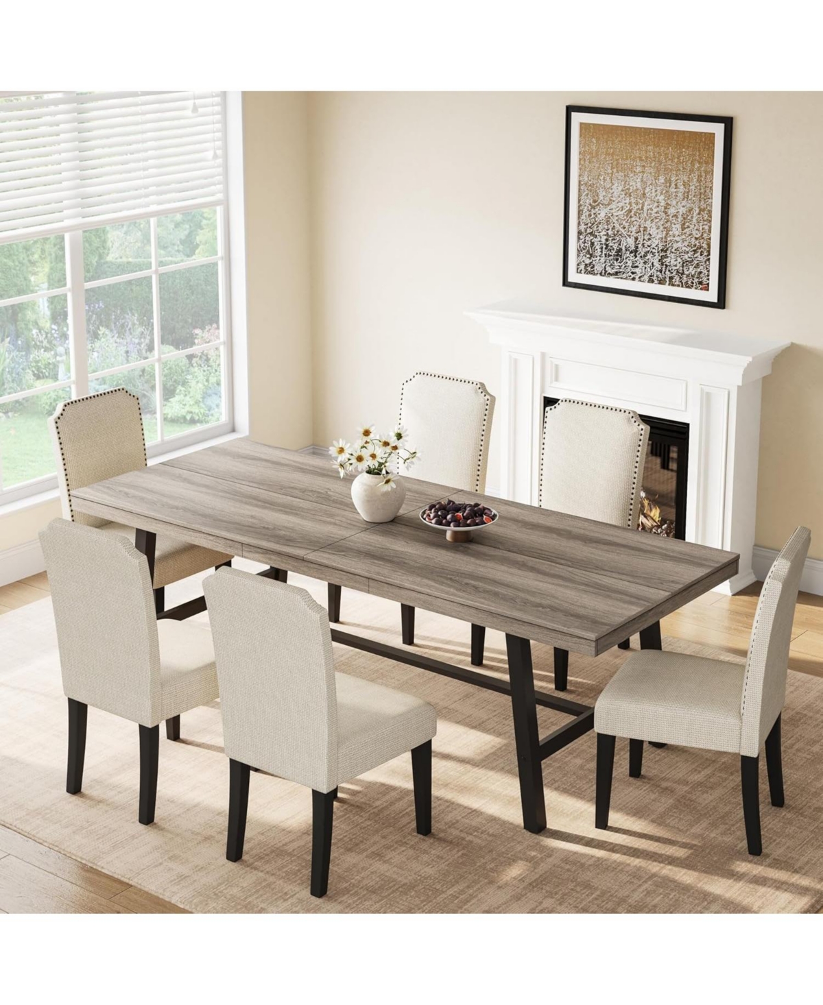 Click here for gaomon Industrial 86.61 Long Kitchen Dining Table... prices