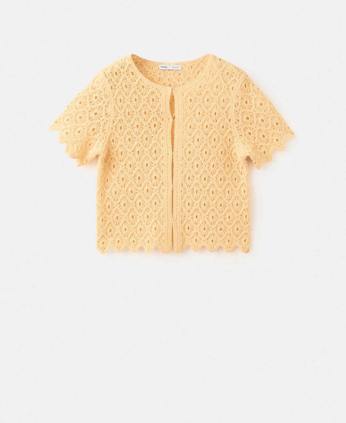 Click here for Mango Womens Scalloped Open-Knit Cardigan - Pastel... prices
