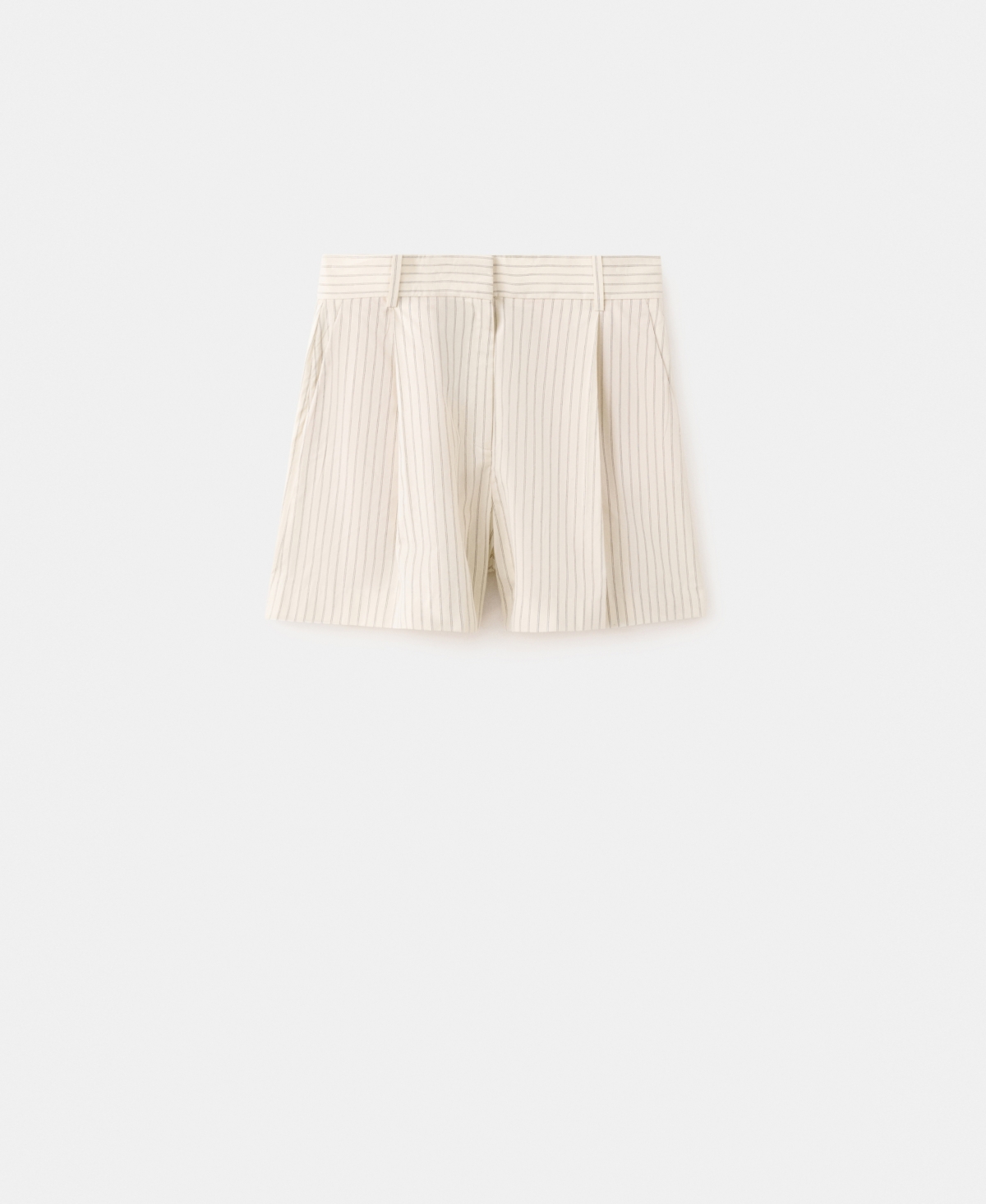 Click here for Mango Womens Pinstripe Pleated Bermuda Shorts - Va... prices