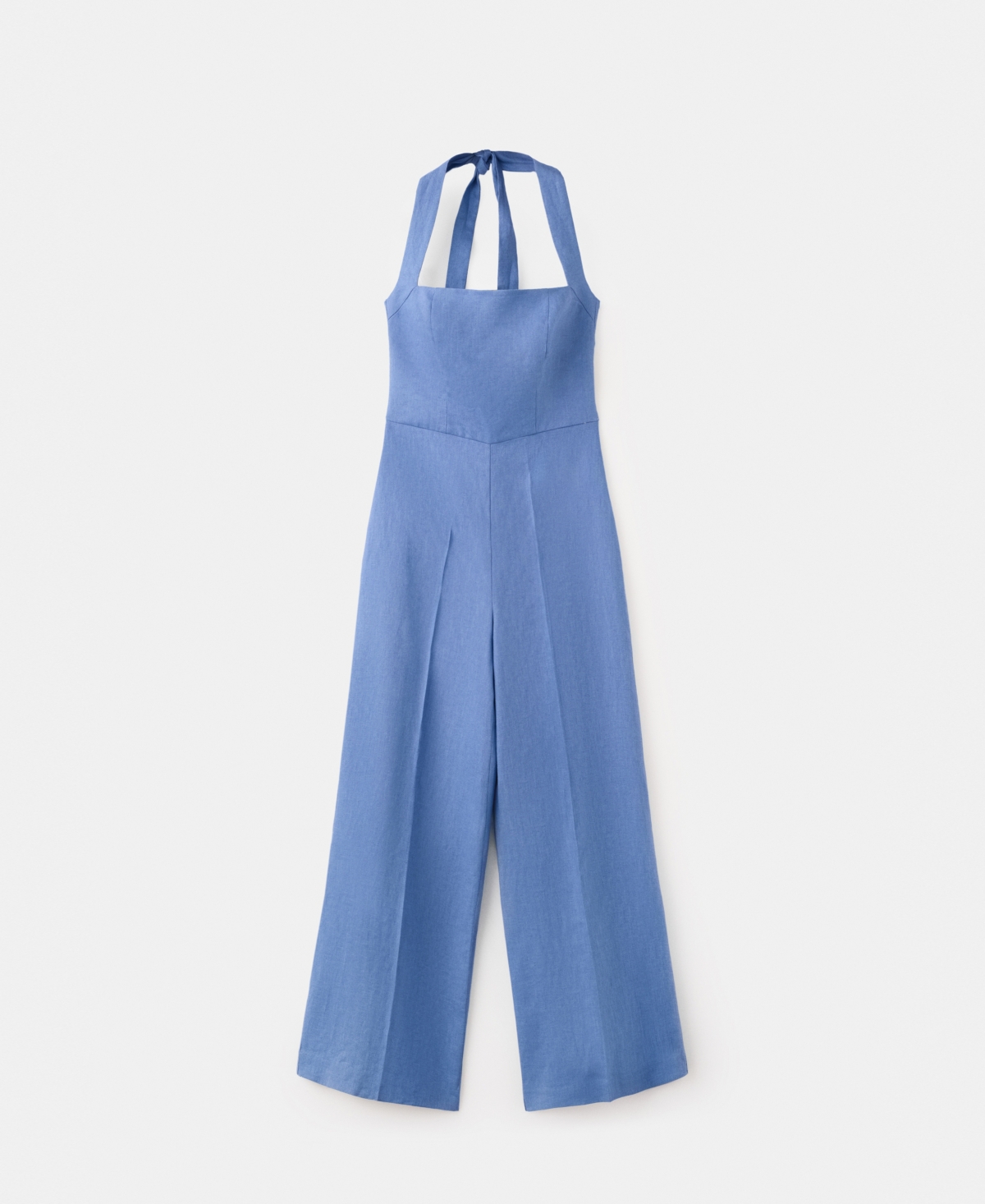 Click here for Mango Womens Linen Halter Jumpsuit - Blue prices