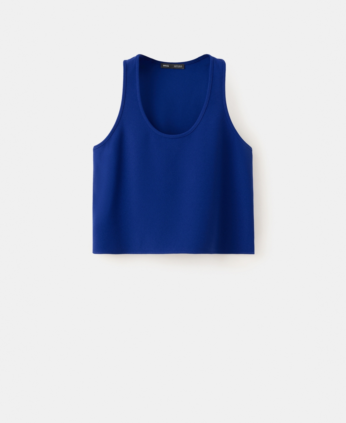Click here for Mango Womens Round Neckline Crop Top - Blue prices