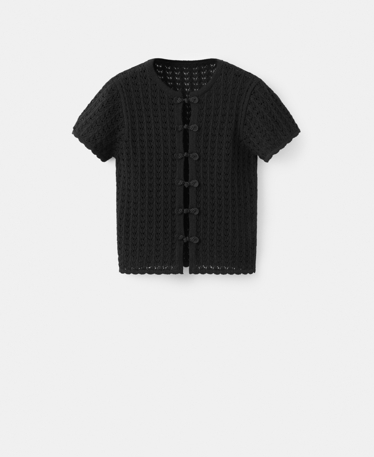 Click here for Mango Womens Toggles Openwork Knit Cardigan - Blac... prices