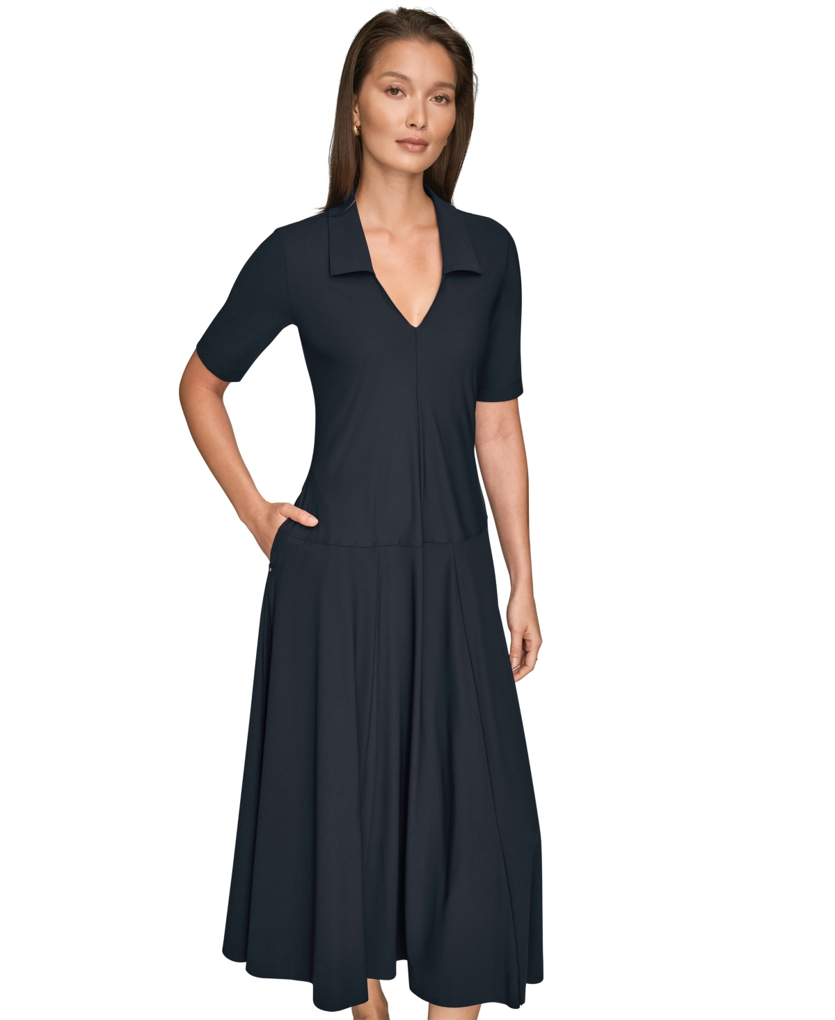 Click here for Donna Karan Weekend Womens Elbow-Sleeve Polo Dress... prices