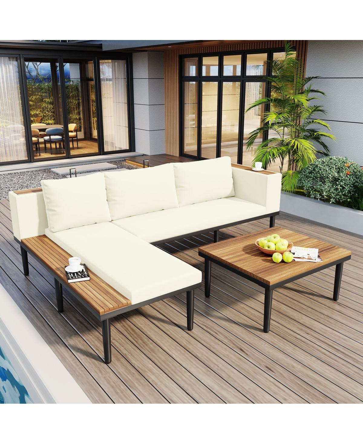 Click here for Asagikoiai L-Shaped Outdoor Sectional Sofa Set wit... prices