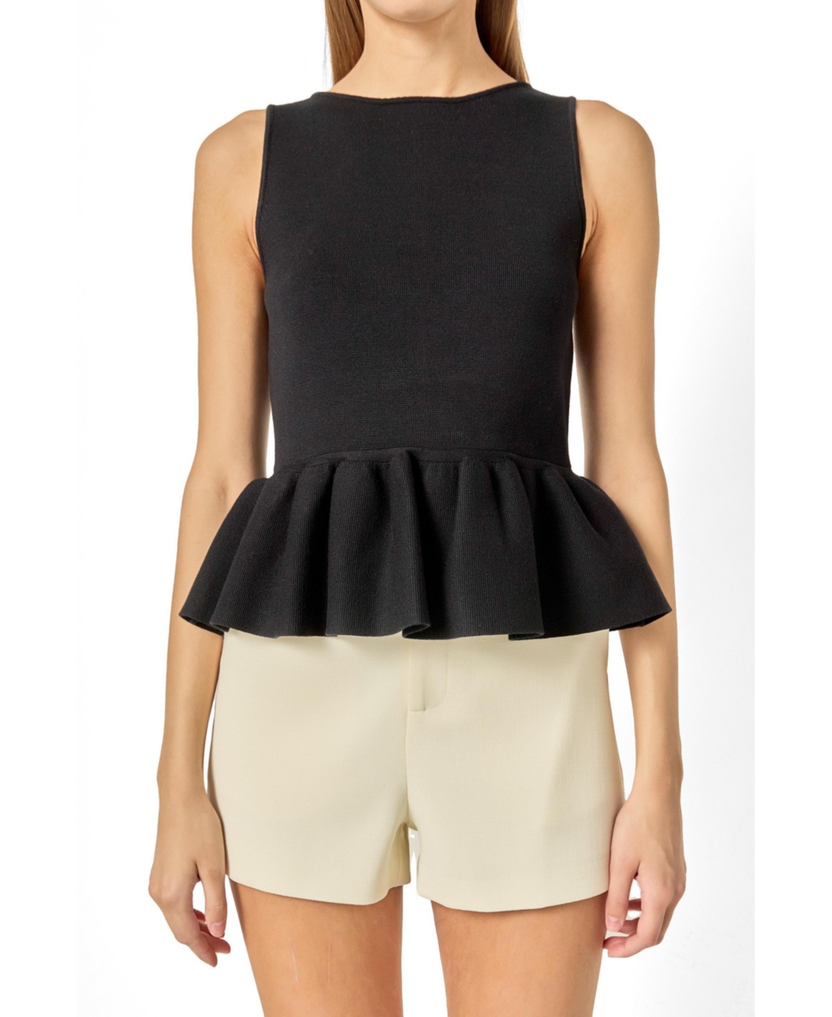 Click here for English Factory Womens Peplum Sleeveless Knit Top... prices