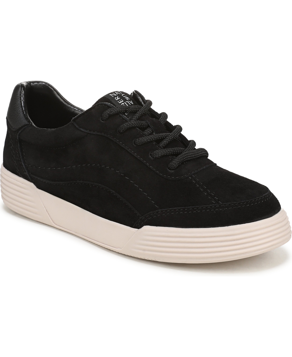 Click here for Naturalizer Cami Lace-Up Sneakers - Black Suede/Wh... prices