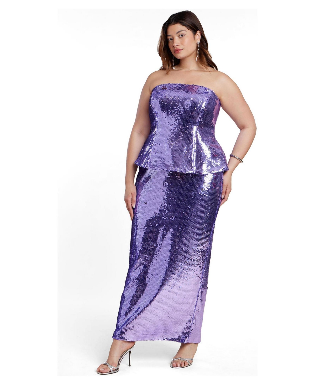 Click here for Eloquii Womens Strapless Bustier Paillette Gown -... prices