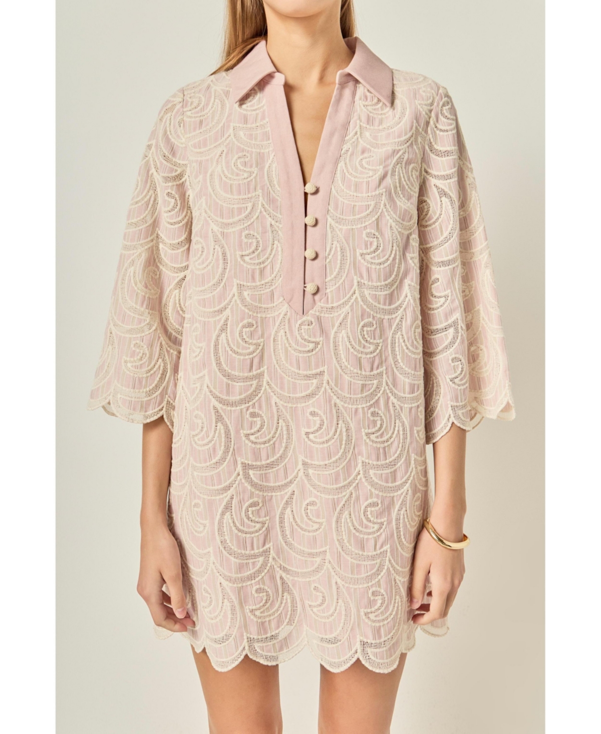 Click here for English Factory Womens Striped Embroidered Scallop... prices