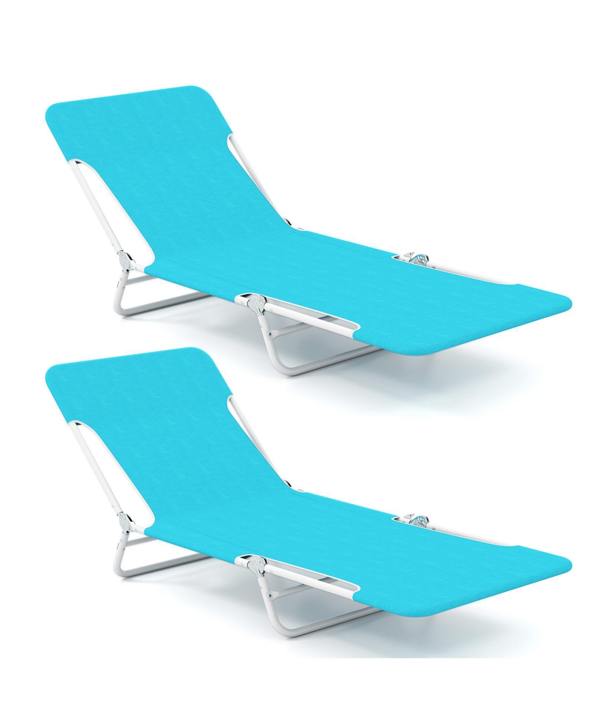 Click here for Sugift Set of 2 5-Position Lay-Flat Beach Recliner... prices