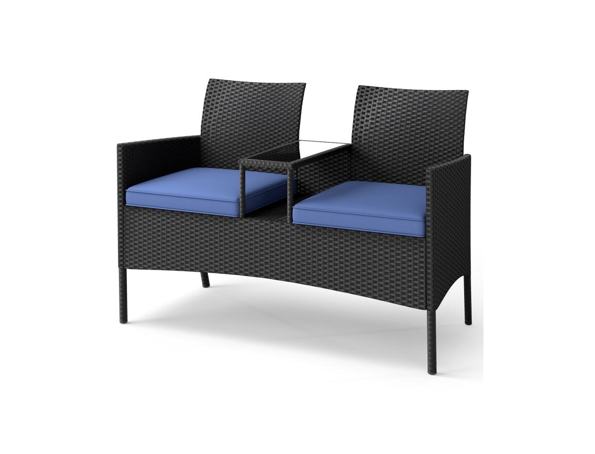 Click here for Mondawe Patio Loveseat with Built-in Table and Cus... prices