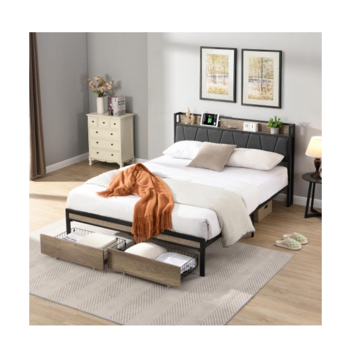 Click here for Lucky One Queen Size Platform Bed Frame with Woode... prices