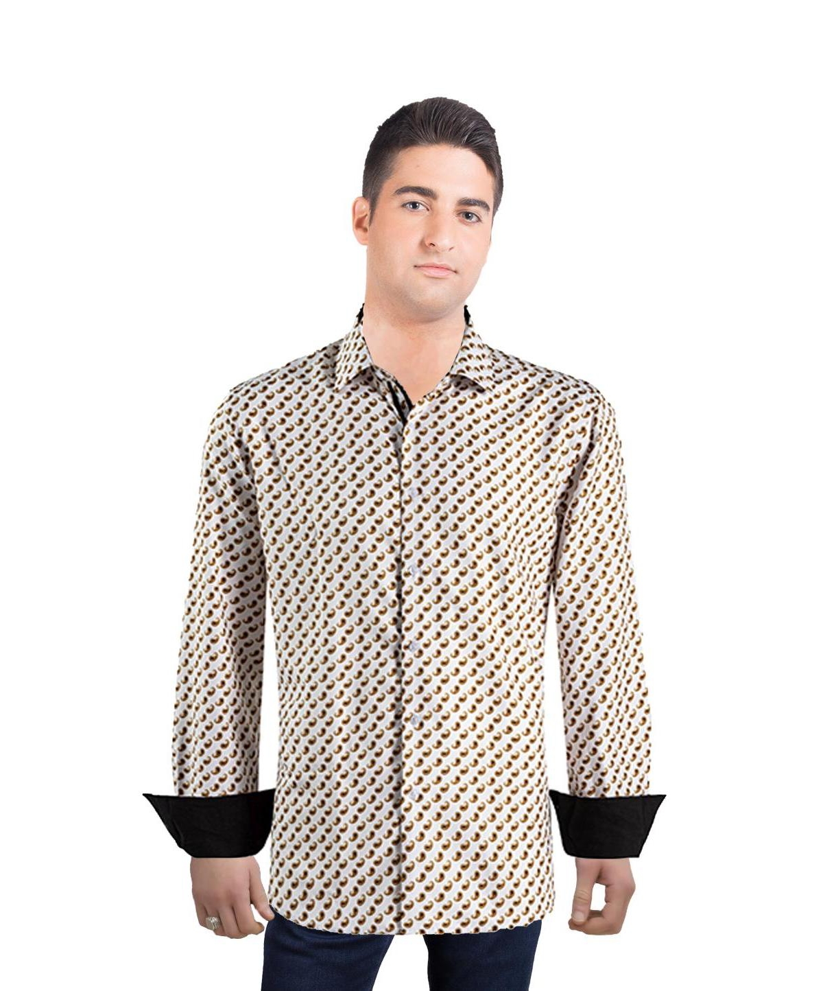 Click here for Elie Balleh Mens Slim Fit Paisley Print Shirt - Wh... prices