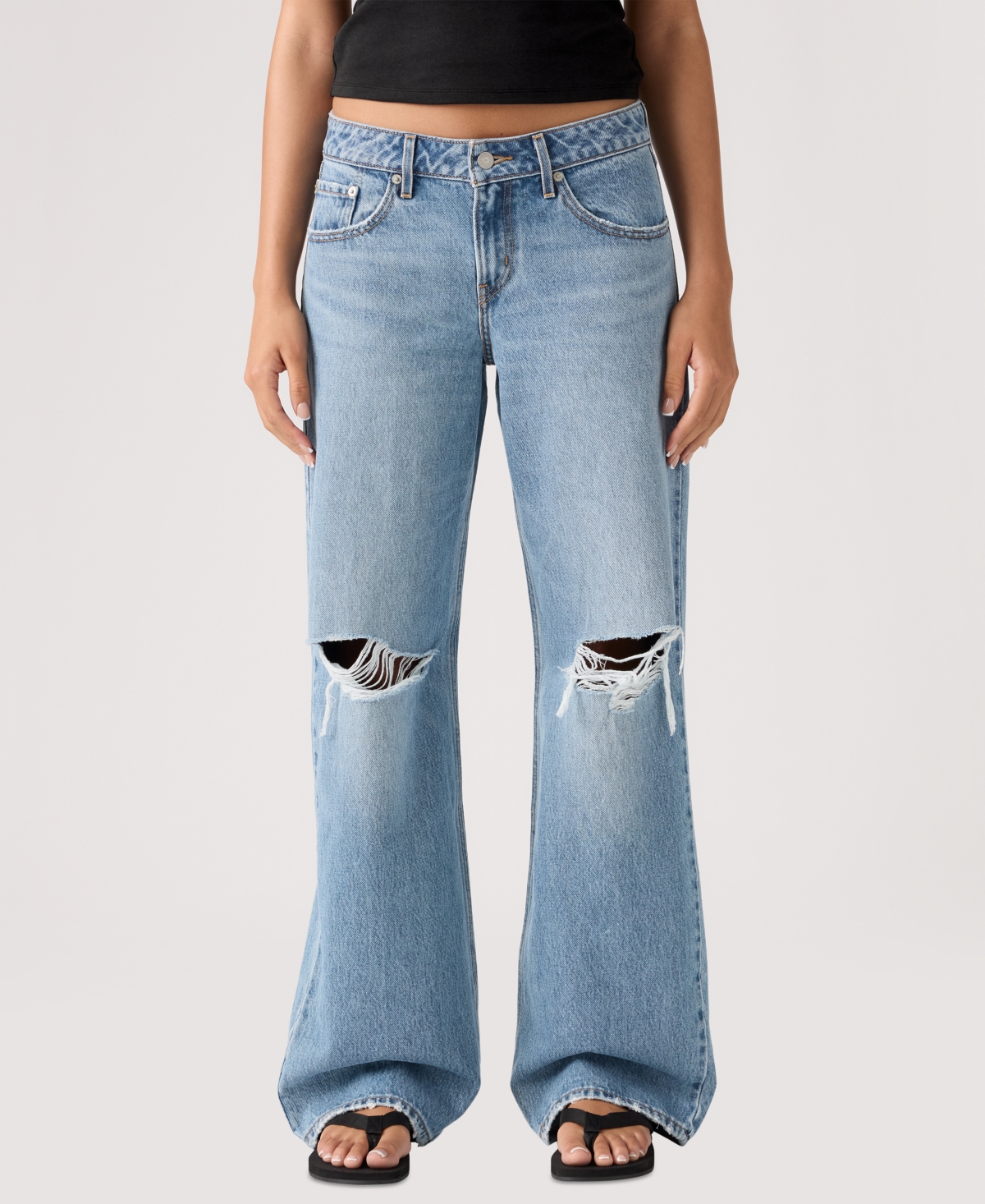 Click here for Levis Womens Low Loose Straight-Leg Jeans - Shakey... prices