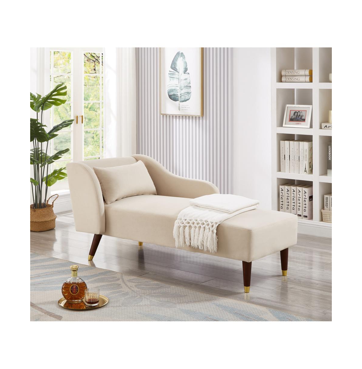 Click here for Rainsken Chaise Lounge Chair  Velvet Upholstery wi... prices