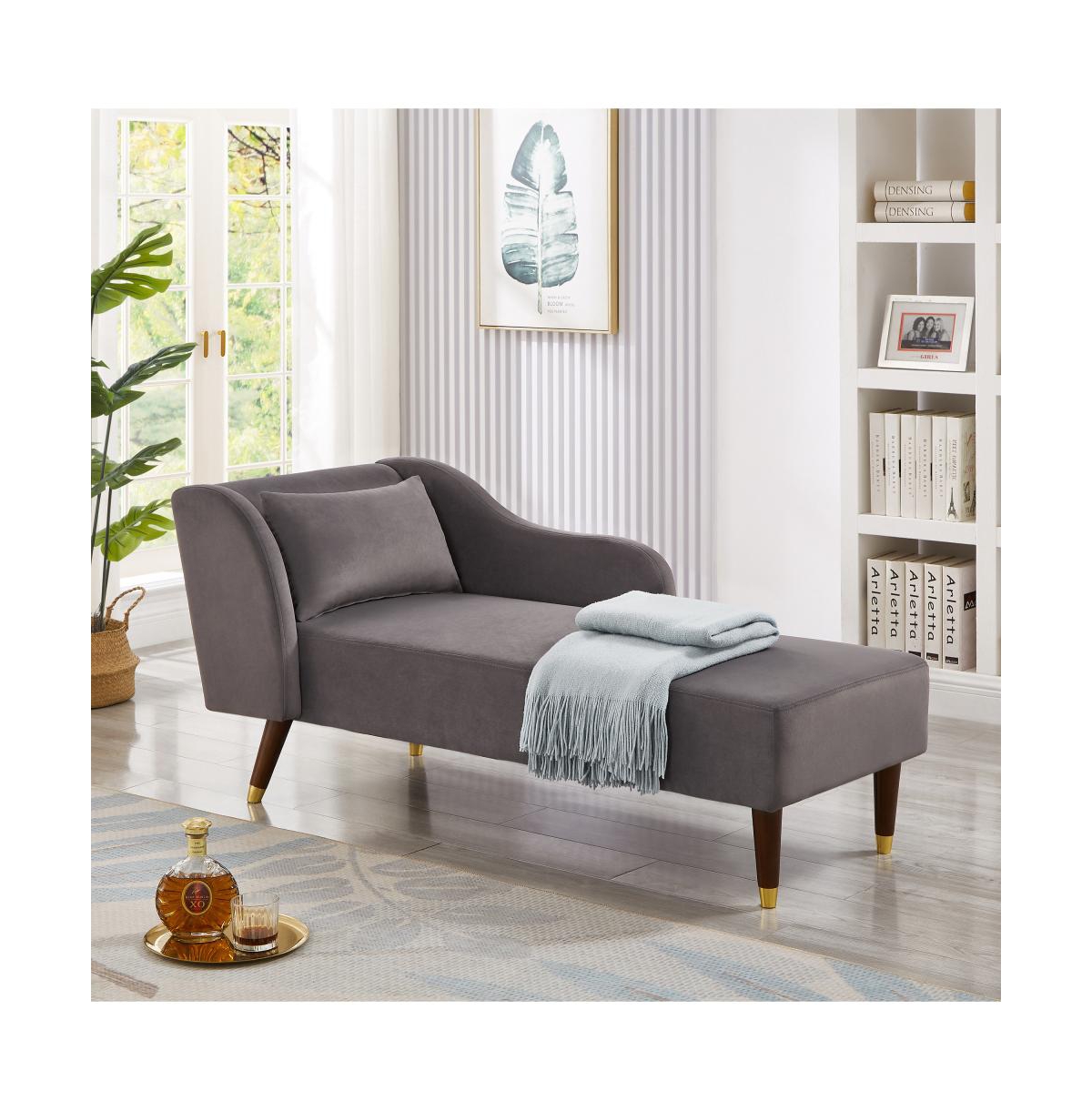 Click here for Rainsken Chaise Lounge Chair  Velvet Upholstery wi... prices