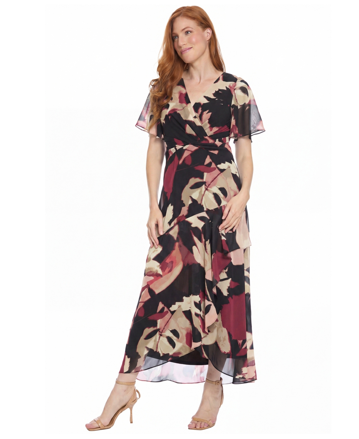 Click here for Maggy London Womens Asymmetrical Print Maxi Dress... prices