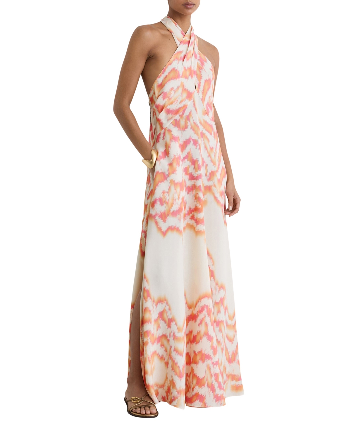 Click here for Reiss Womens Leanne Halter Neck Maxi Dress - Coral... prices