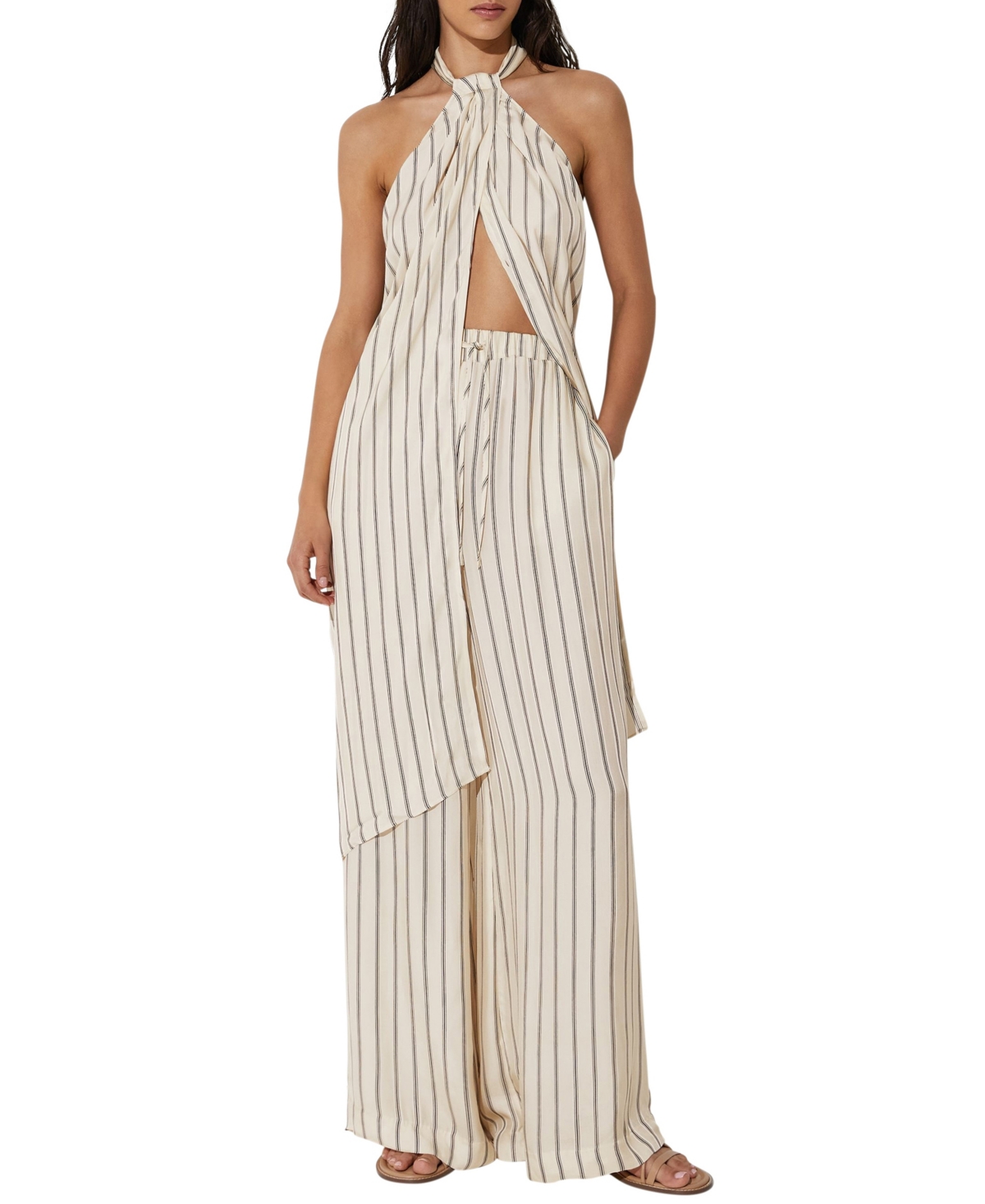 Click here for Reiss Womens Isabella Resort Top - Ivory  Black prices