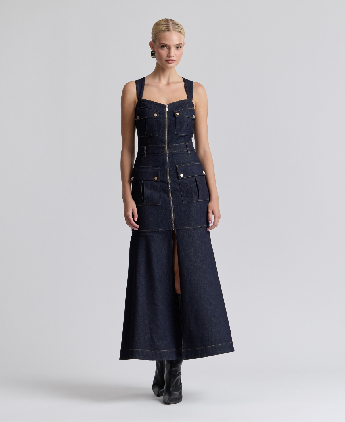 Click here for Avec Les Filles Womens Stretch Denim Cargo Zip-Fro... prices