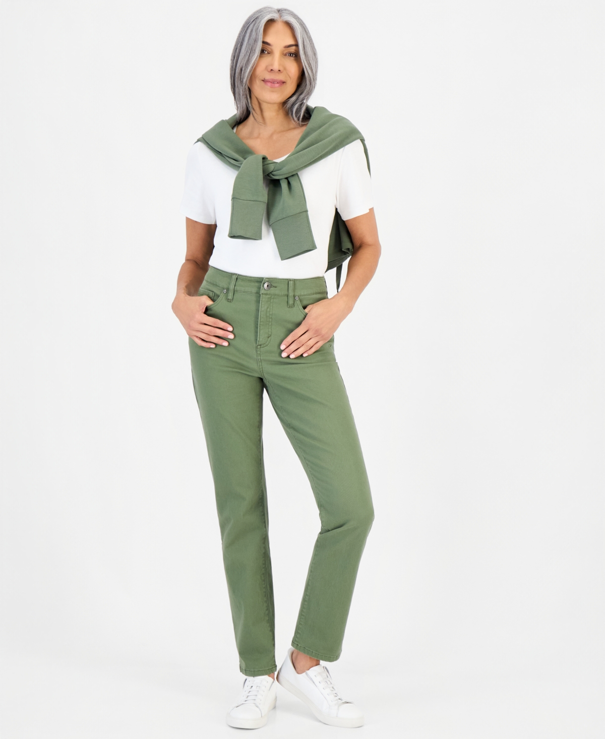 Click here for Style & Co Womens Straight-Leg High Rise Twill Pan... prices