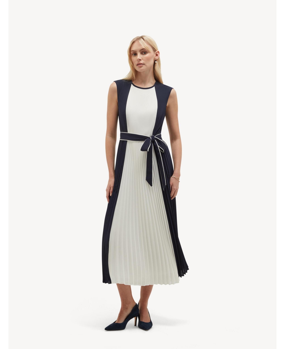 Click here for Hobbs London Womens Hattie Pleated Tie-Waist Midi... prices