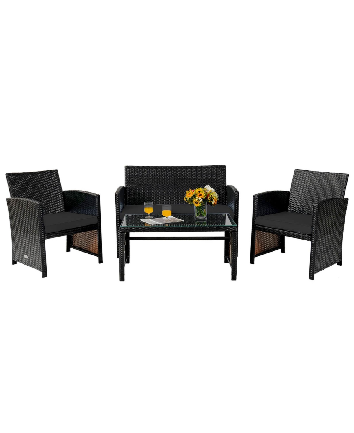 Click here for 4PCS Patio Rattan Furniture Set Cushioned Chair So... prices
