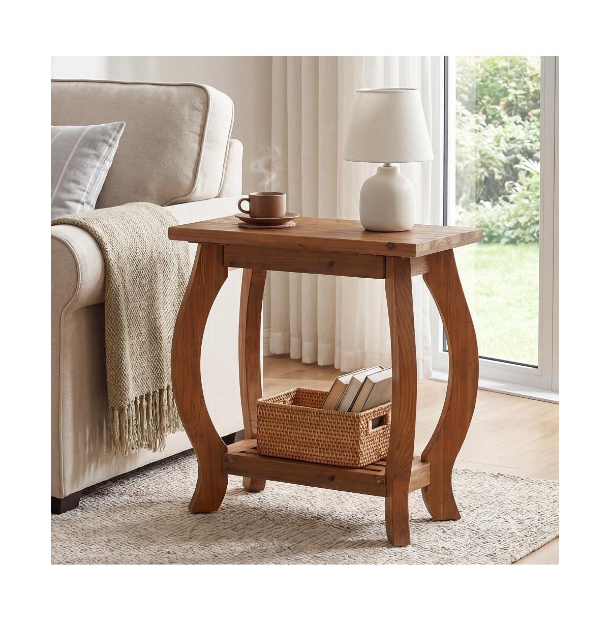 Click here for Tribesigns Narrow Side Table  2-Tier Solid Wood En... prices