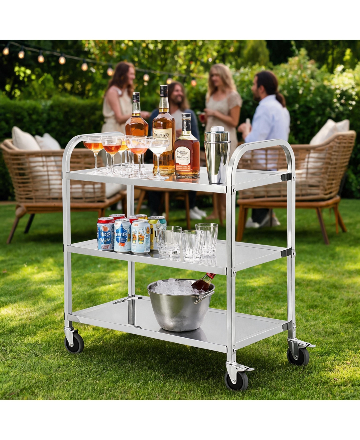 Click here for homfan 3 Tier Bar Cart  Stainless Steel Serving Ca... prices