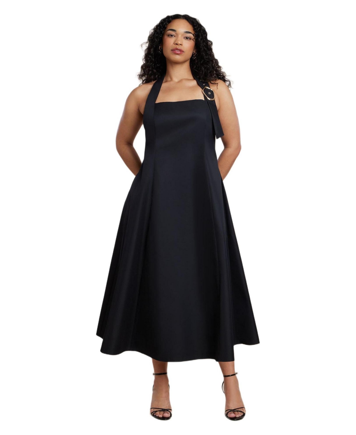 Click here for Eloquii Womens Buckle Neckline Maxi Dress - Black... prices