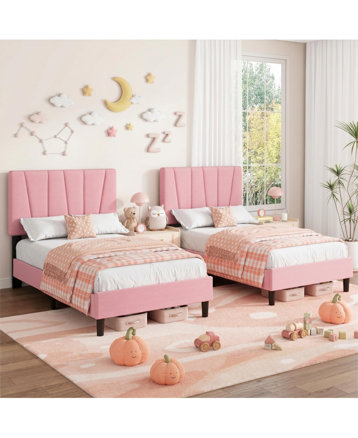 Click here for homfan 2 Sets Twin Bed Frame with Adjustable Headb... prices