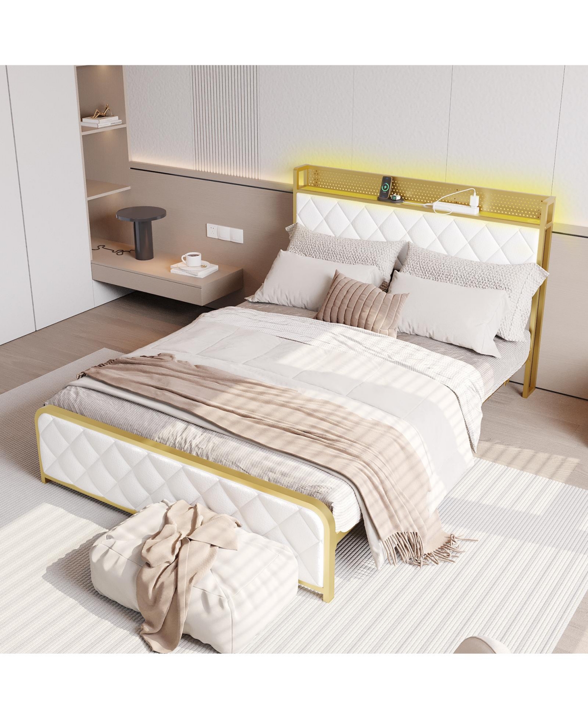 Click here for homfan Platform Bed Frame with Charging Station an... prices