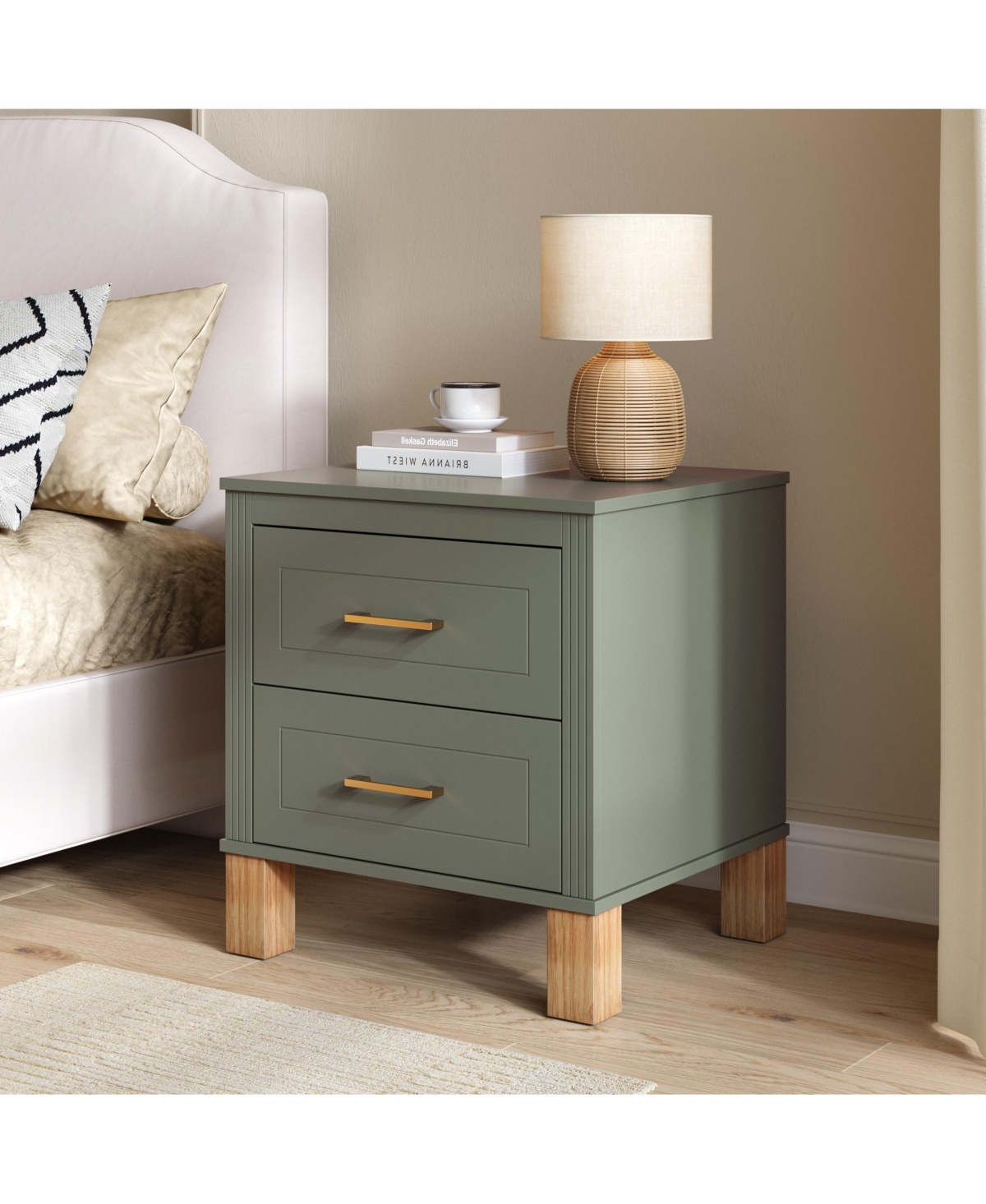 Click here for Clihome 2 Drawer Nightstand  Solid Wood Legs Night... prices