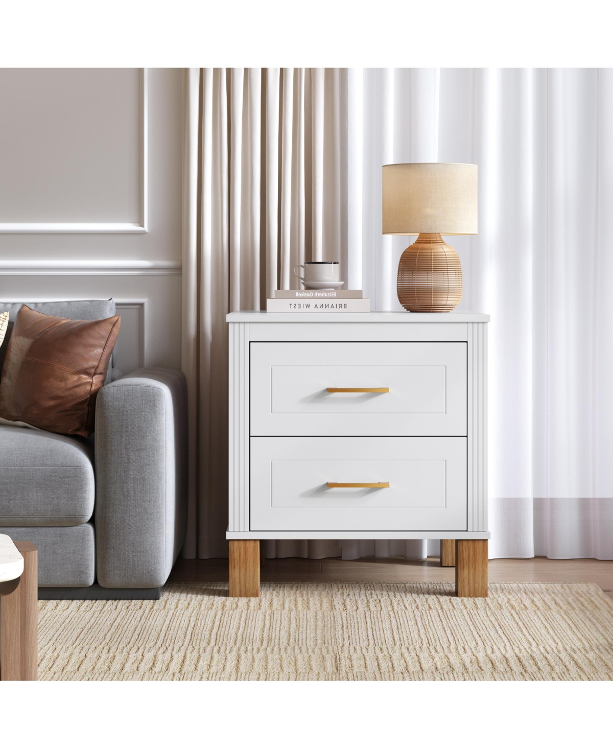 Click here for Clihome 2 Drawer Nightstand  Solid Wood Legs Night... prices